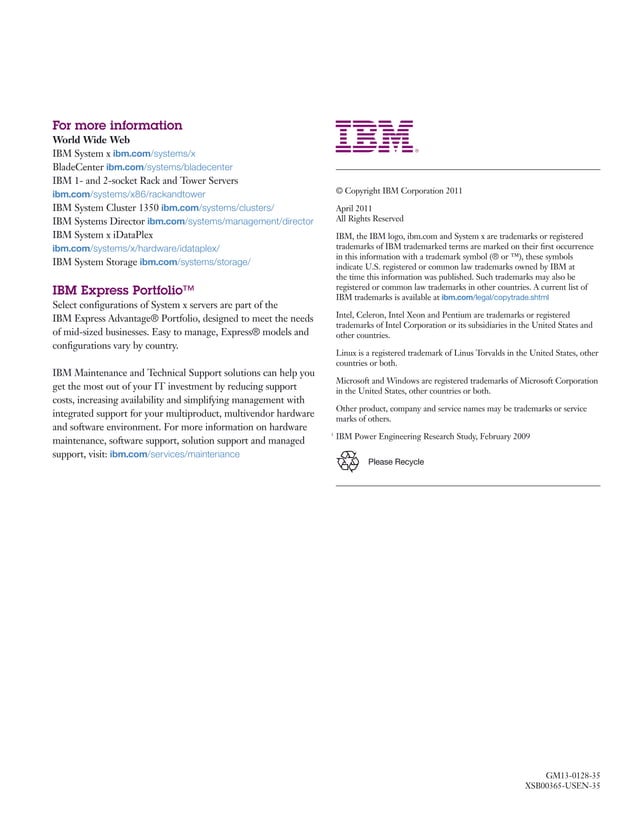 IBM System x Family Brochure | PDF