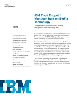 Ibm Tivoli Endpoint Manager Executive Summary | PDF