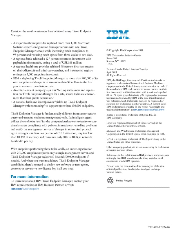 Ibm Tivoli Endpoint Manager Executive Summary | PDF