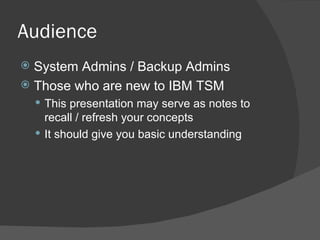 Basics of IBM Tivoli Storage Manager | PPT