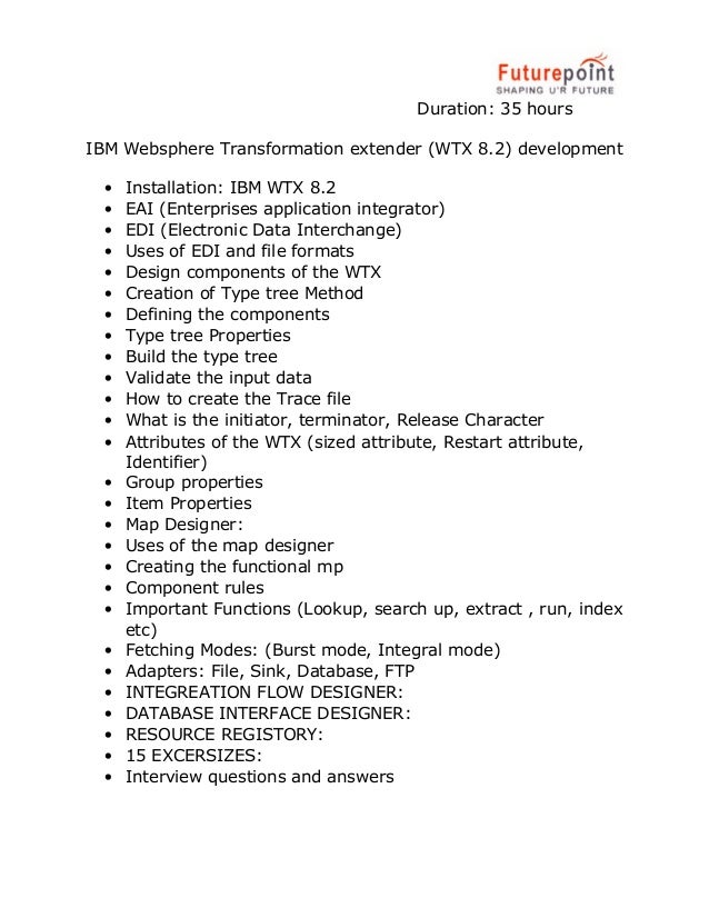 Ibm Websphere Transformation Extender Wtx Training