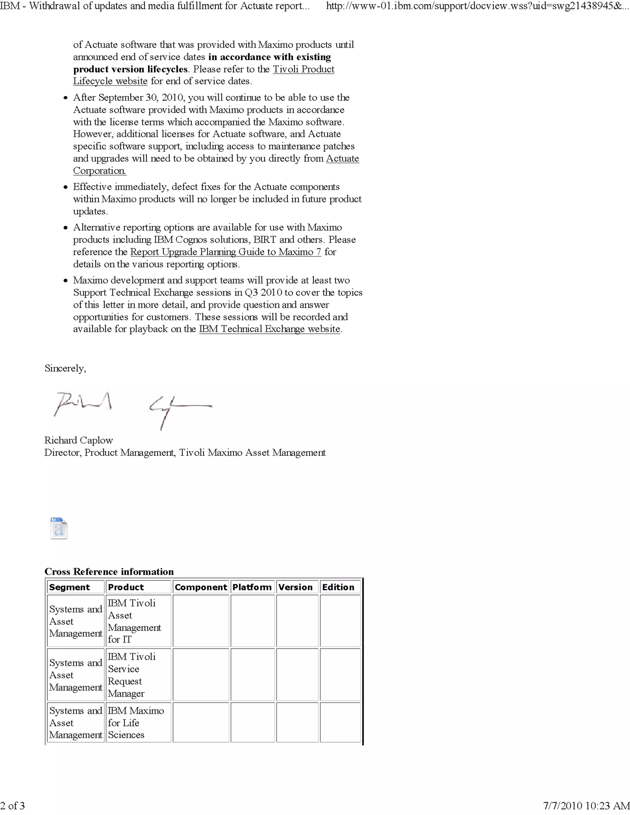 Ibm Withdrawal Of Support | PDF