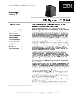 IBM x3100 m4 product gids nederlands 2011-09 | PDF