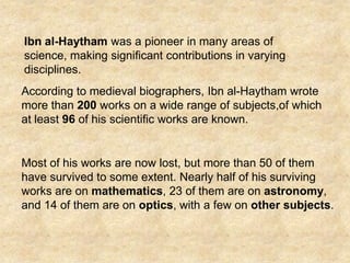 IBN AL-HAYTHAM (THE FATHER OF OPTICS) | PPT