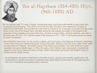 Ibn al Haytham (Abu - Optics) | PPT