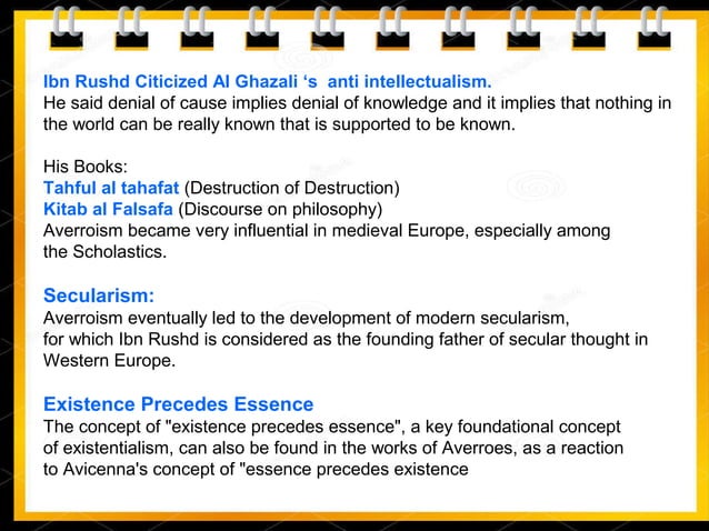 Ibn Rushd Averroism (12th century Spanish Muslim Philosopher) | PPT