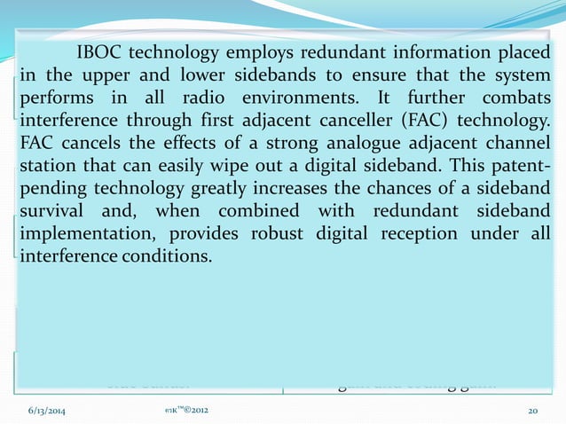 IBOC (In Band On Channel) Technology for DIgital Radio. | PPTX ...