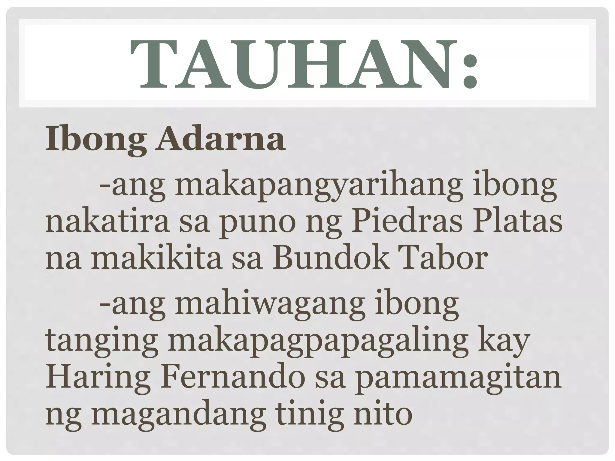 Mga Tauhan Ng Ibong Adarna Flashcards