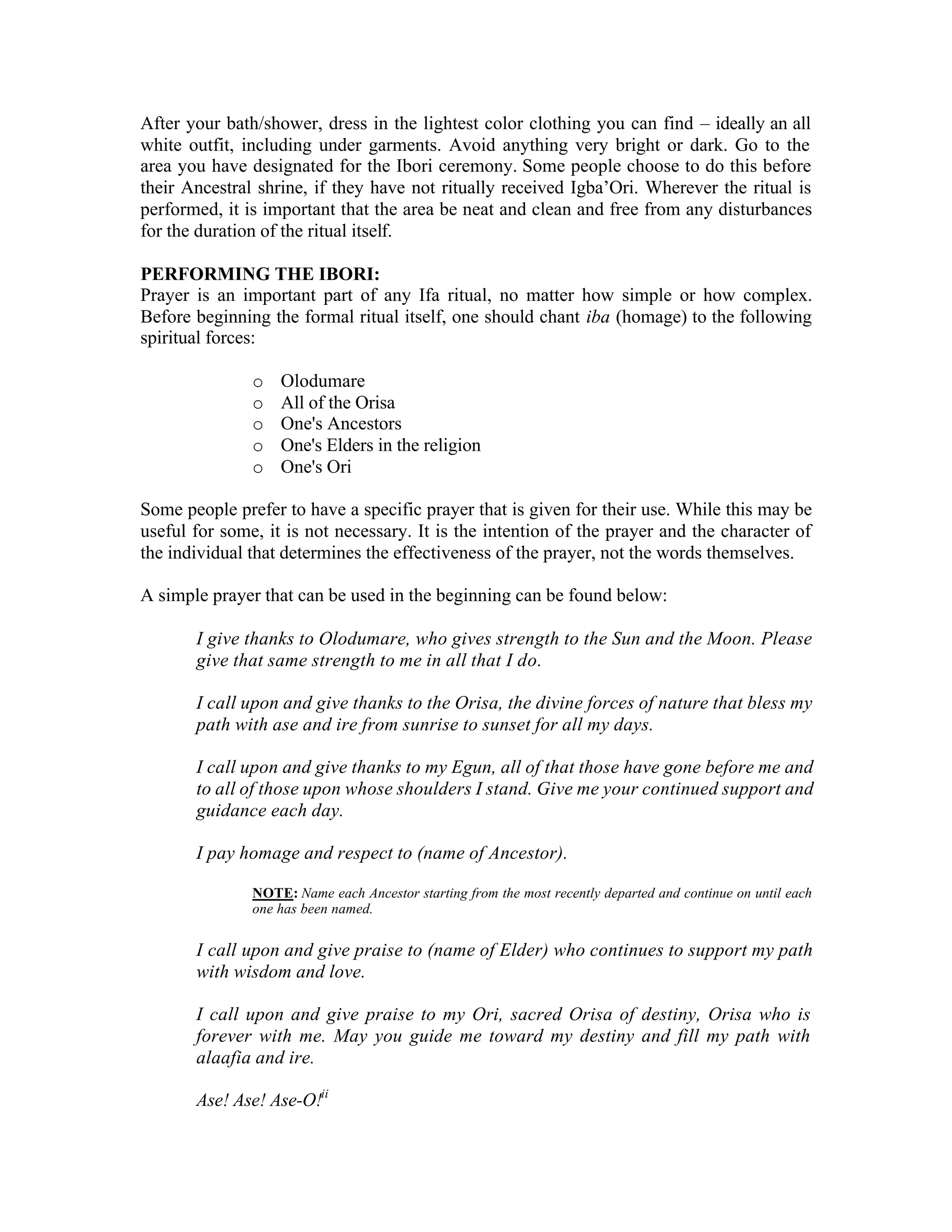 Ibori – a ceremony for praising and feeding the ori | PDF