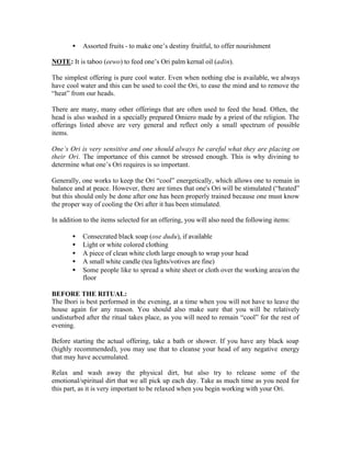 Ibori – a ceremony for praising and feeding the ori | PDF