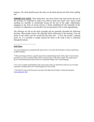 Ibori – a ceremony for praising and feeding the ori | PDF