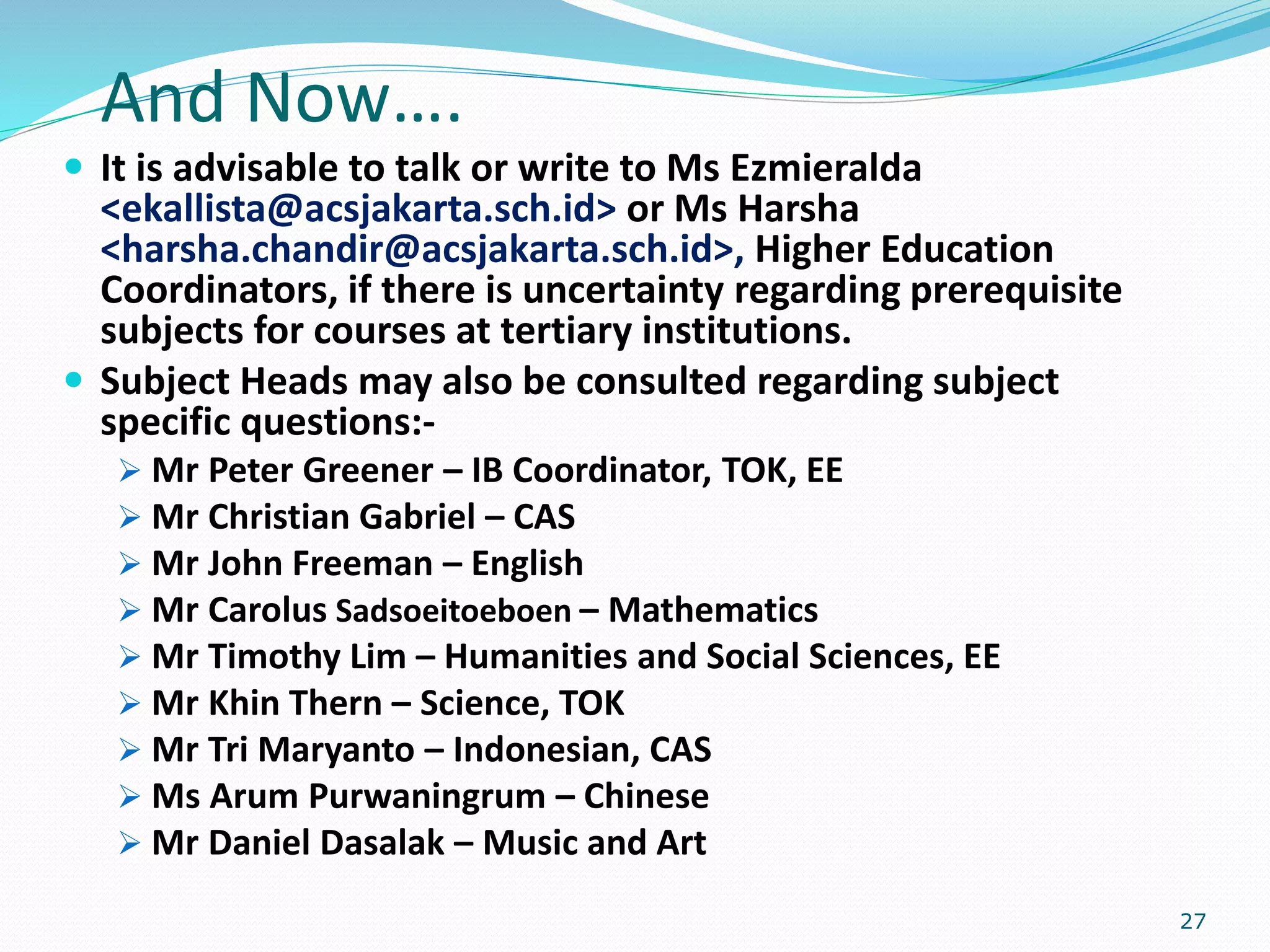 IB Parents' Info Session | PPTX