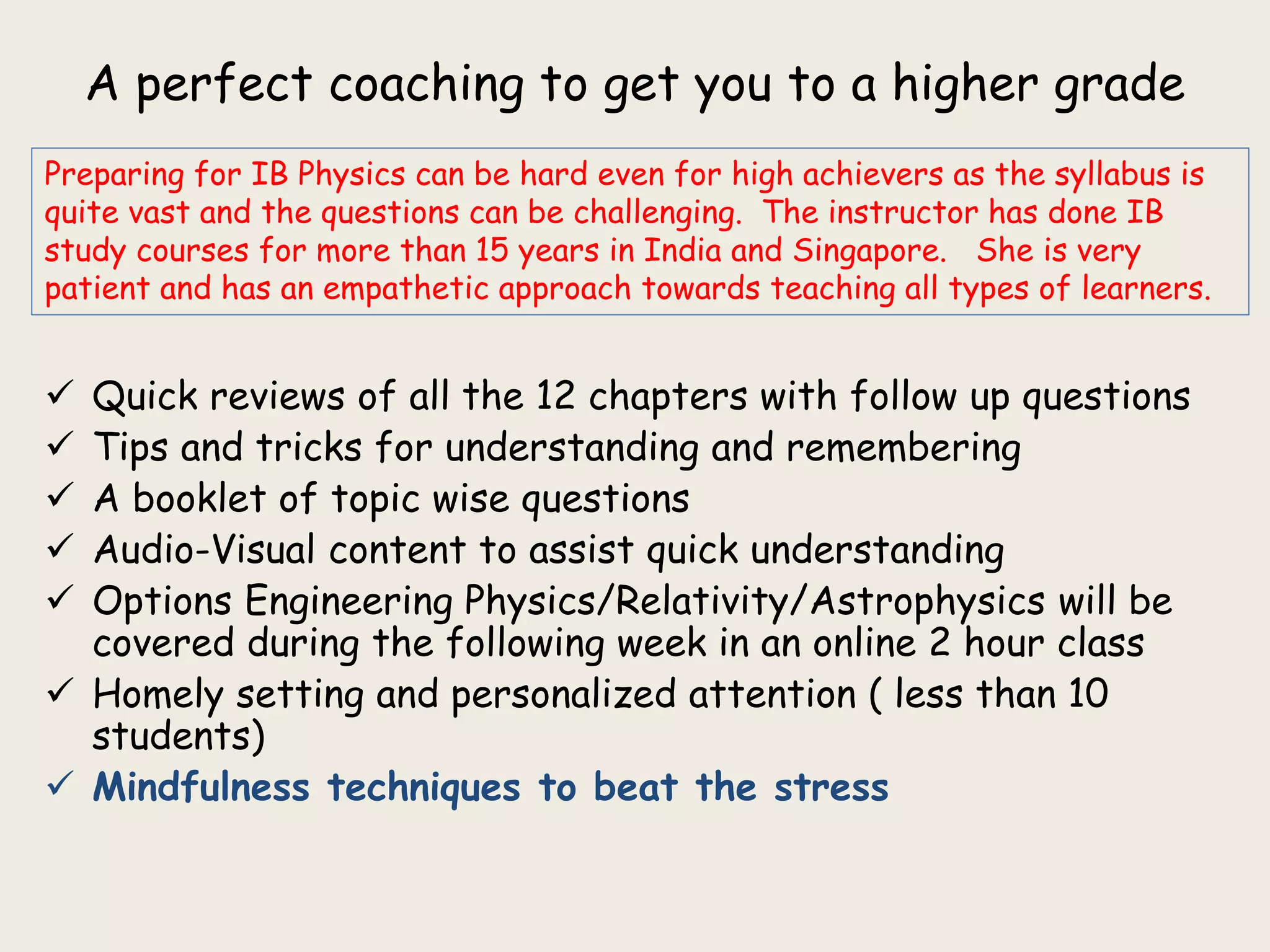 IB Physics mindful revision course | PPT