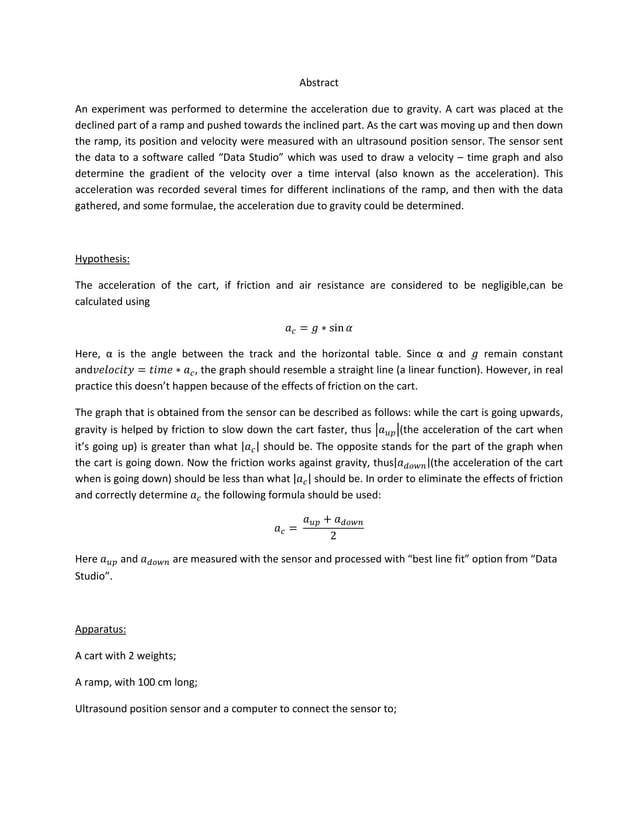 IB Physics HL Full lab report on research question: Galileo’s ...