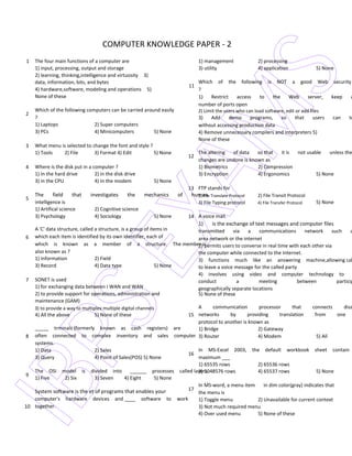Ibps computer knowledge papers with answers | PDF | Data Storage and ...