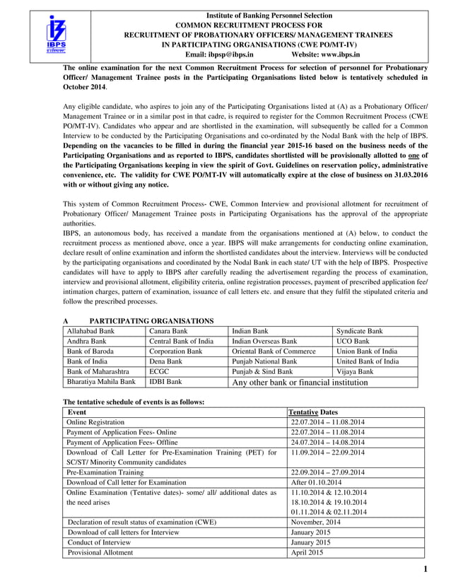 IBPS Notification 2014 by SmartPrep | PDF