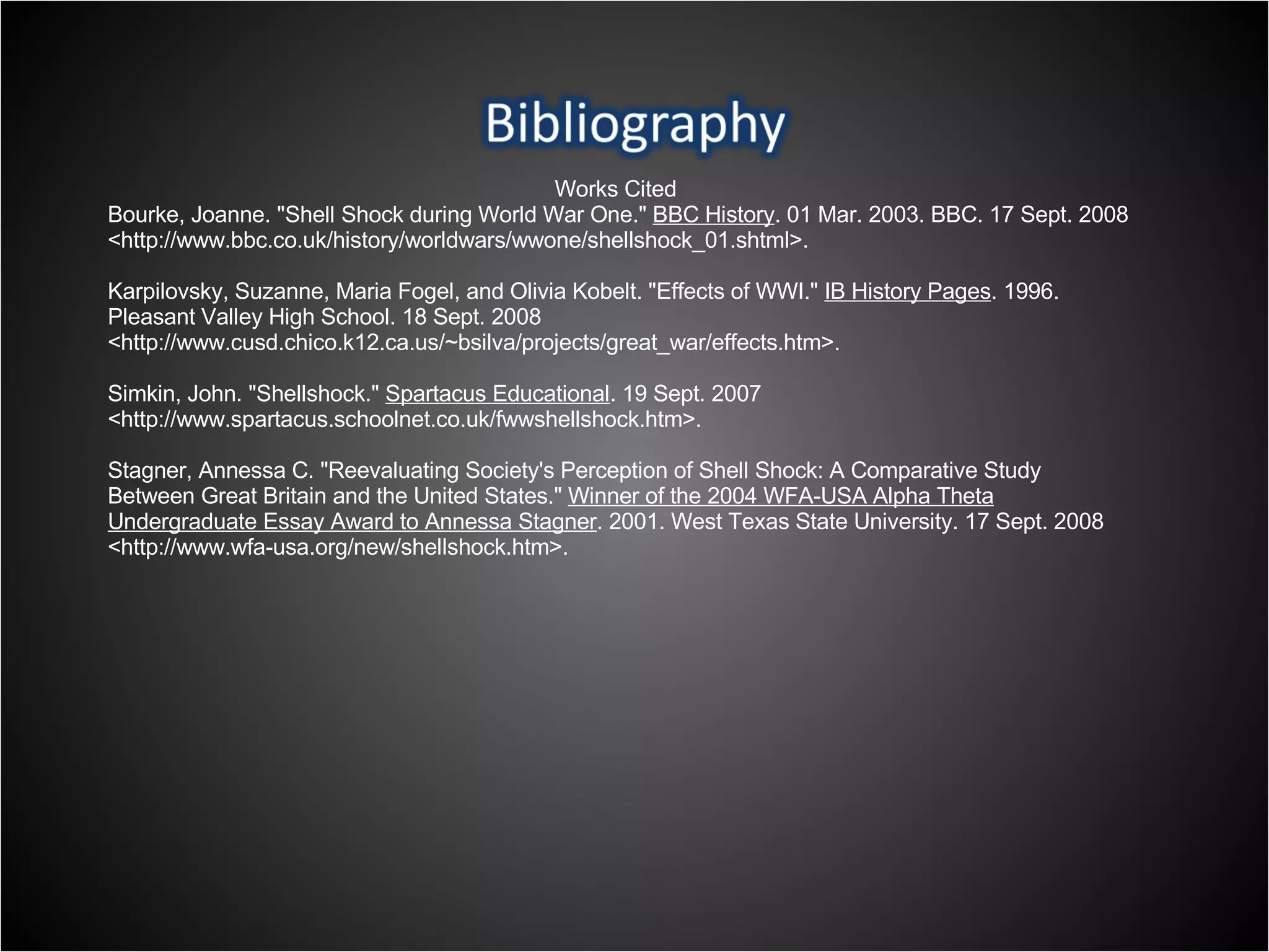 IB Psychology- 20th Century Events WWI ShellShock. | POT