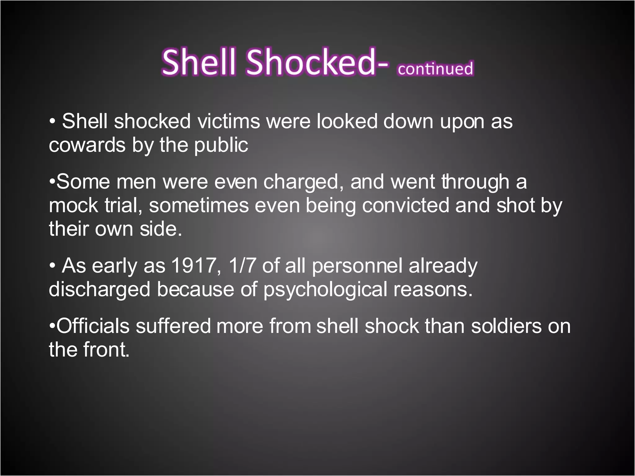 IB Psychology- 20th Century Events WWI ShellShock. | POT
