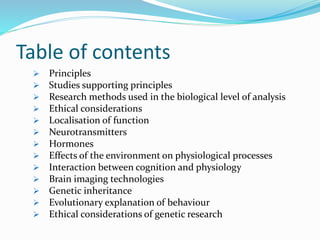 IB Psychology Paper 1 Biological Level of Analysis | PPTX