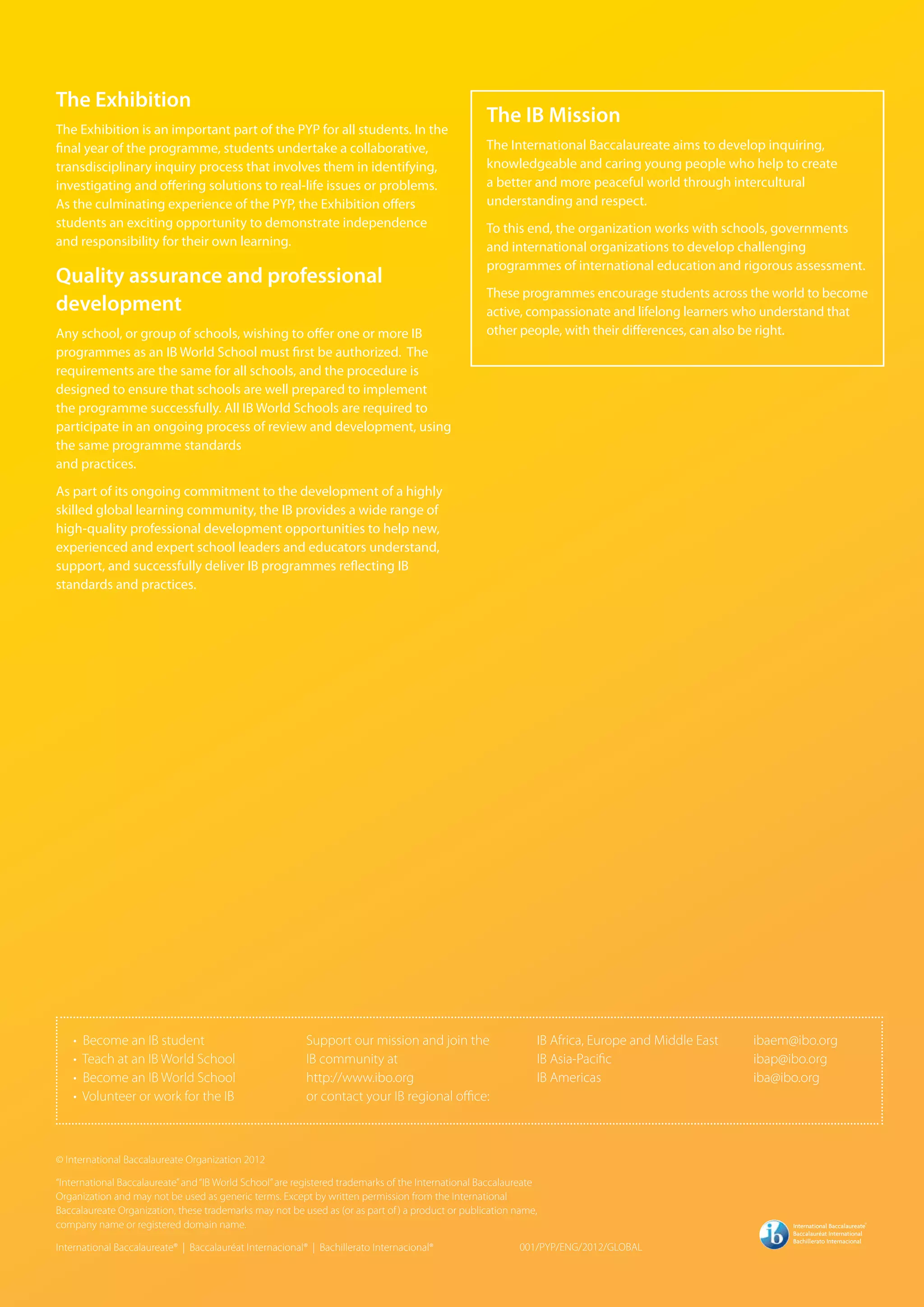 IB PYP brochure | PDF