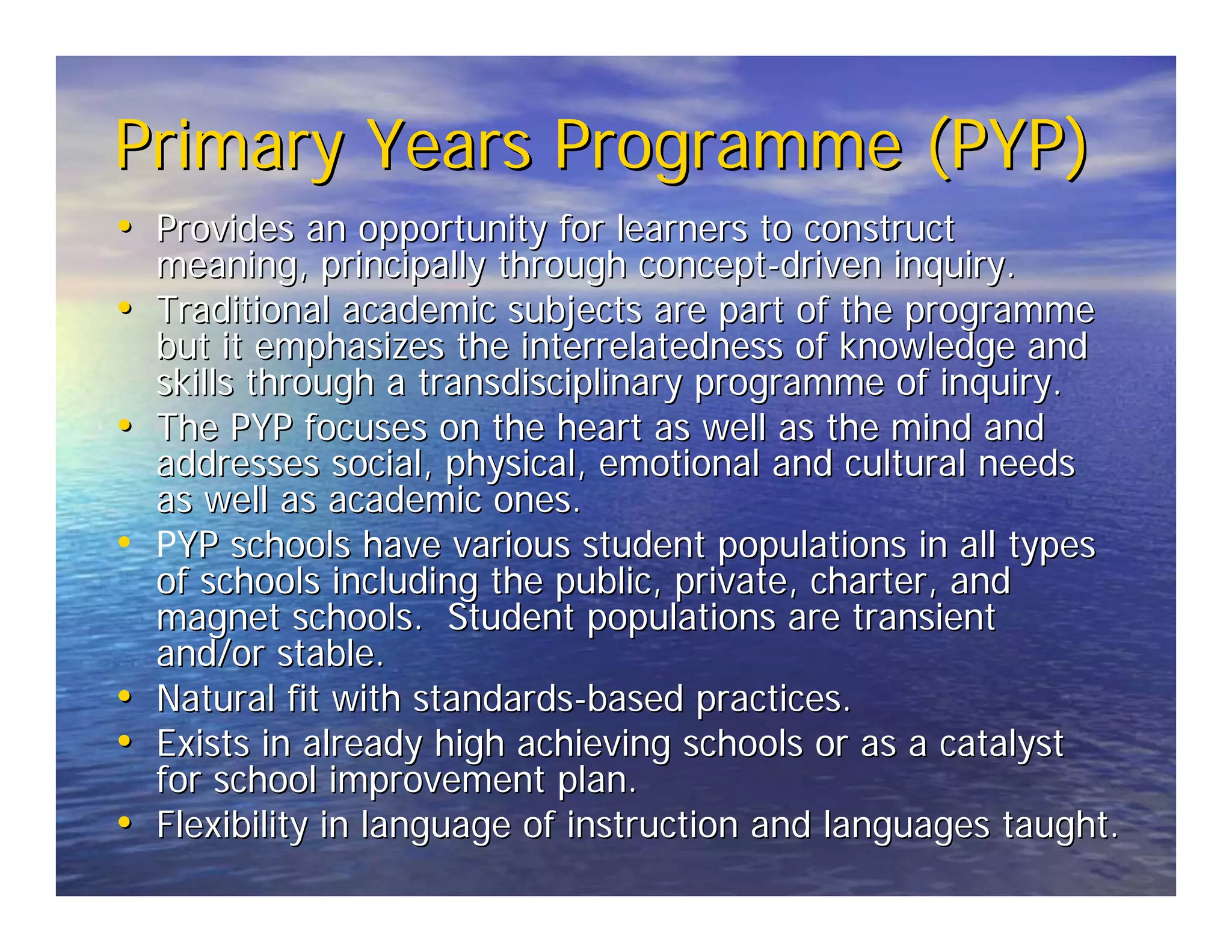 IB Primary Years Program | PPT IB Primary Years Program | PPT