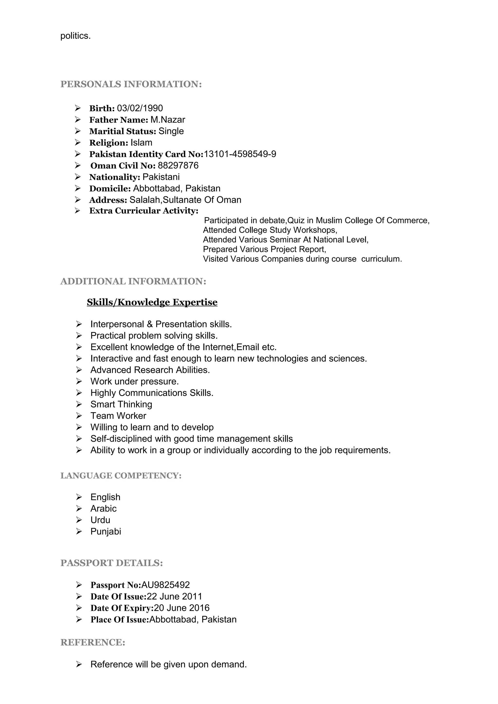 Ibrar Nazar | DOC | Education