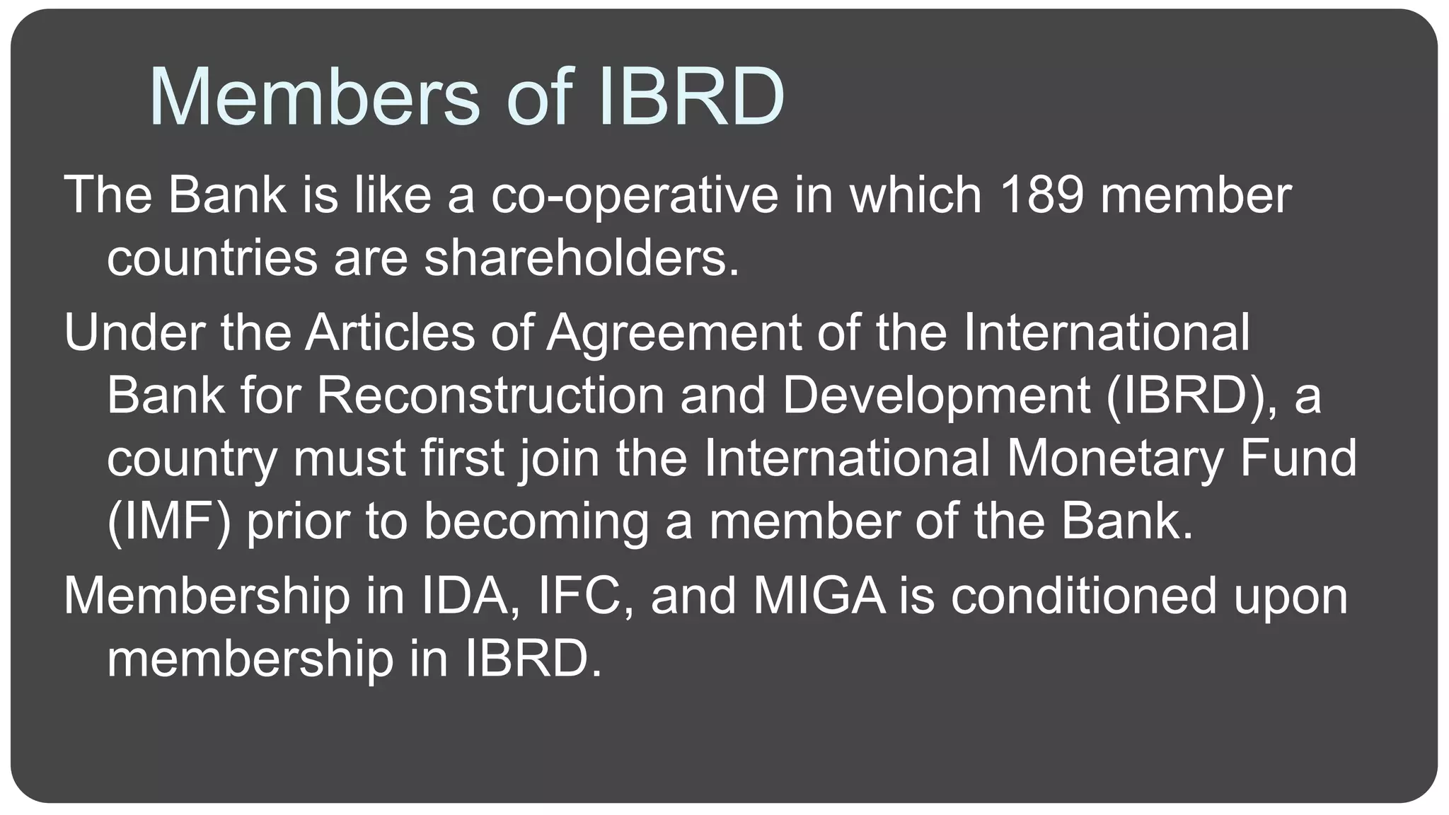 International Bank for Reconstruction and Development (IBRD) | PPTX