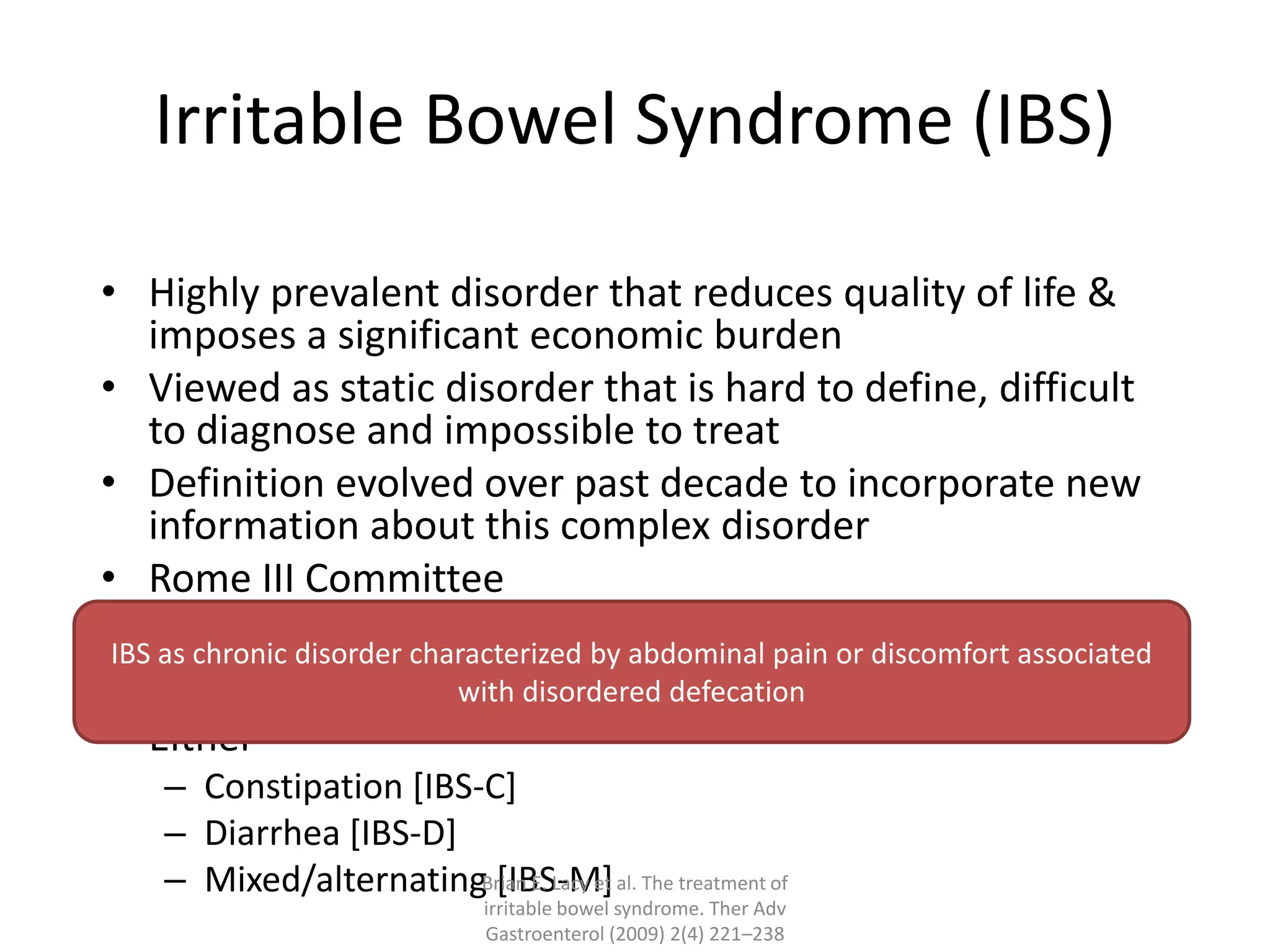 Irritable Bowel Syndrome Part 1 - Dr Vivek Baliga | PPTX