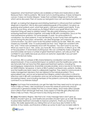 Irritable Bowel Syndrome with Constipation: Patient POV CME Program ...