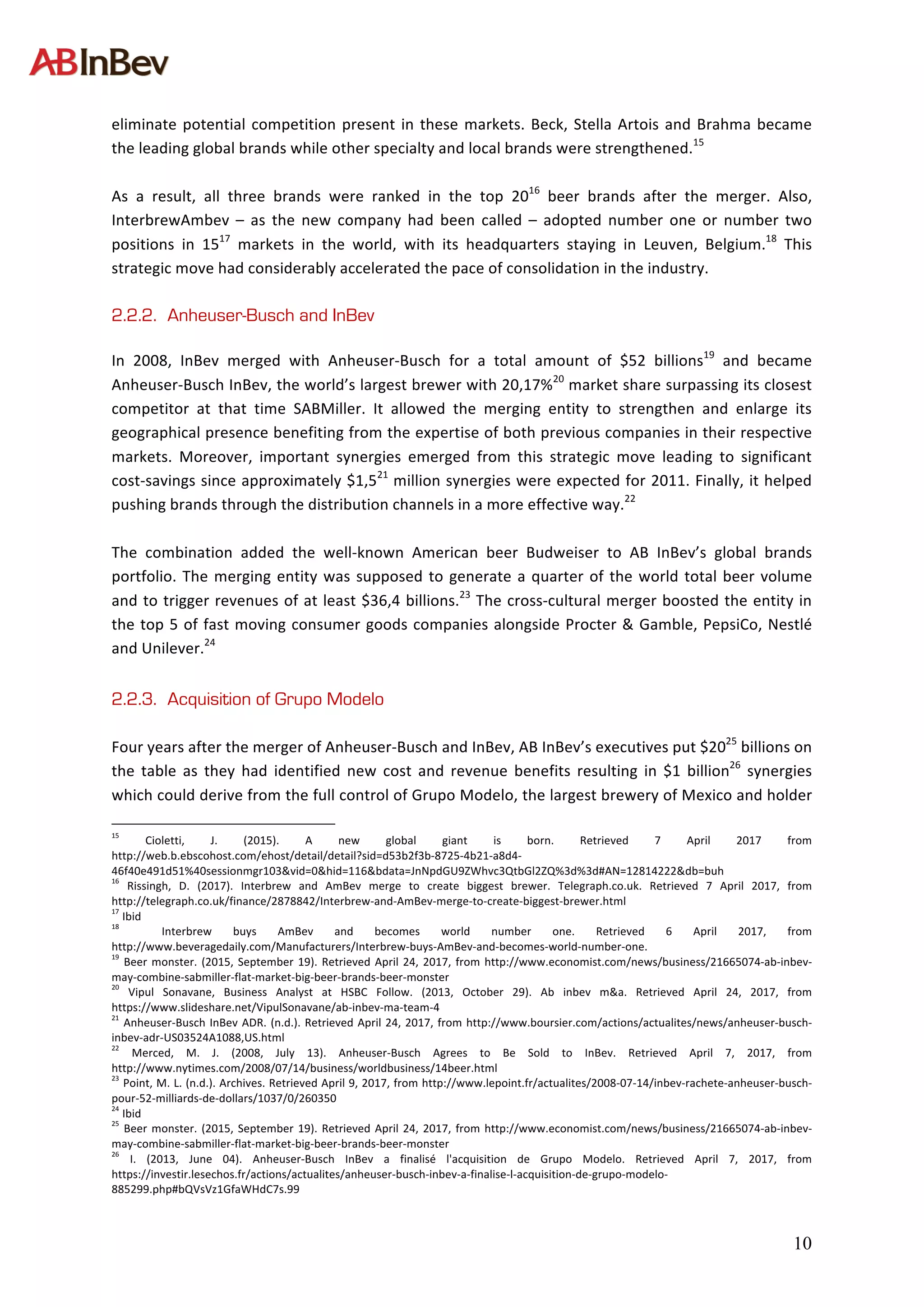 Ab InBev Internationalisation Strategy | PDF