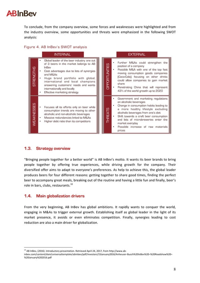 Ab InBev Internationalisation Strategy | PDF