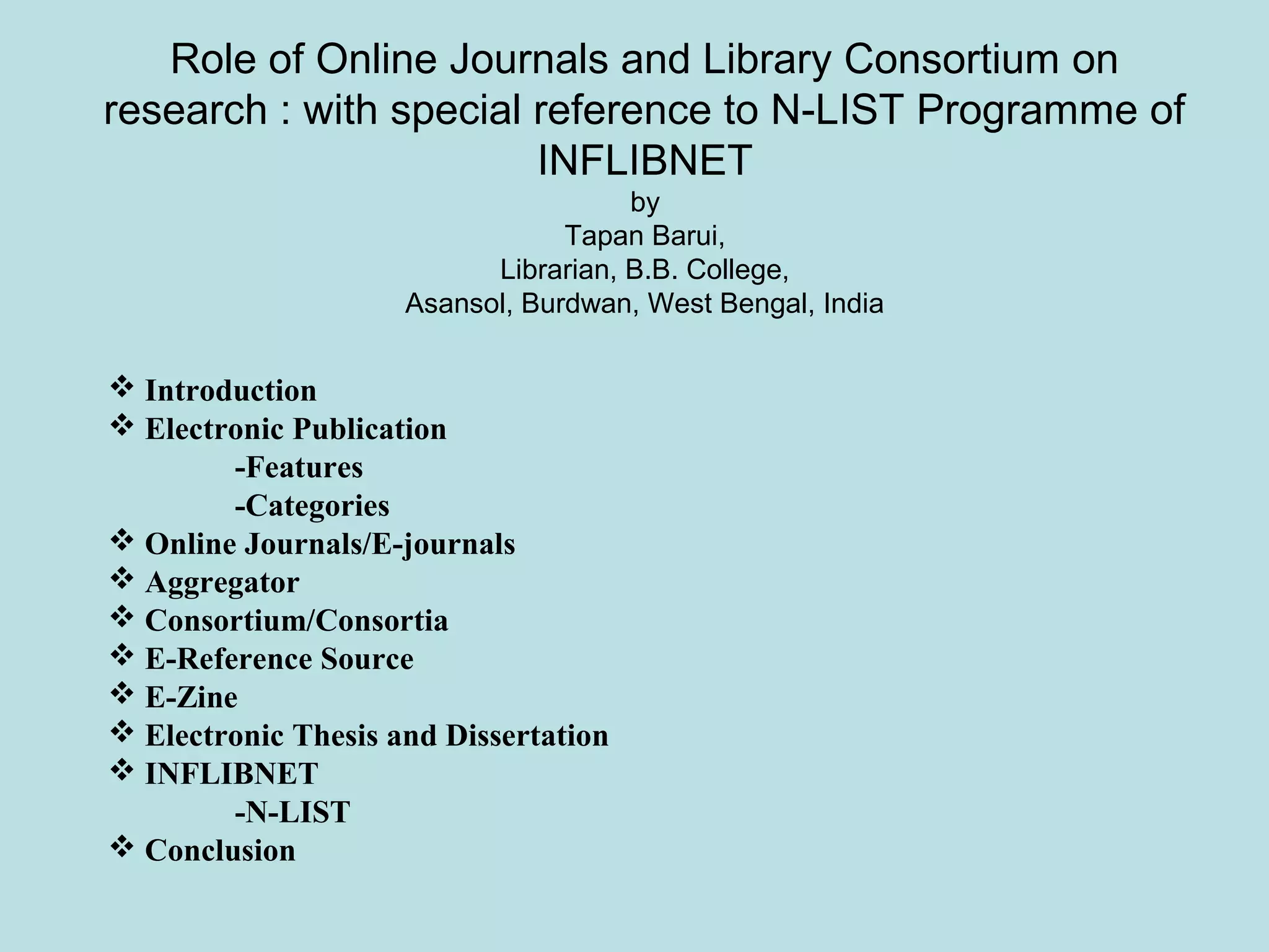 N-LIST program of INFLIBNET | PPT