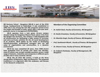 Ibs bangalore presents ninth international conference on economics and ...