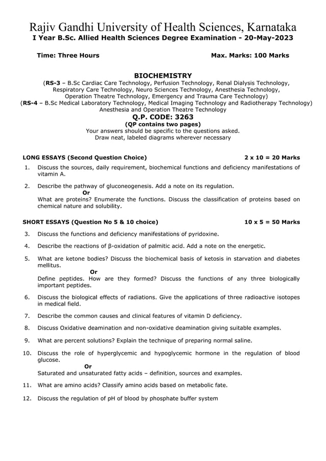 I year BSc AHS and MLT Biochemistry RGUHS Previous Question papers RS4, RS3 till November 2023.pdf