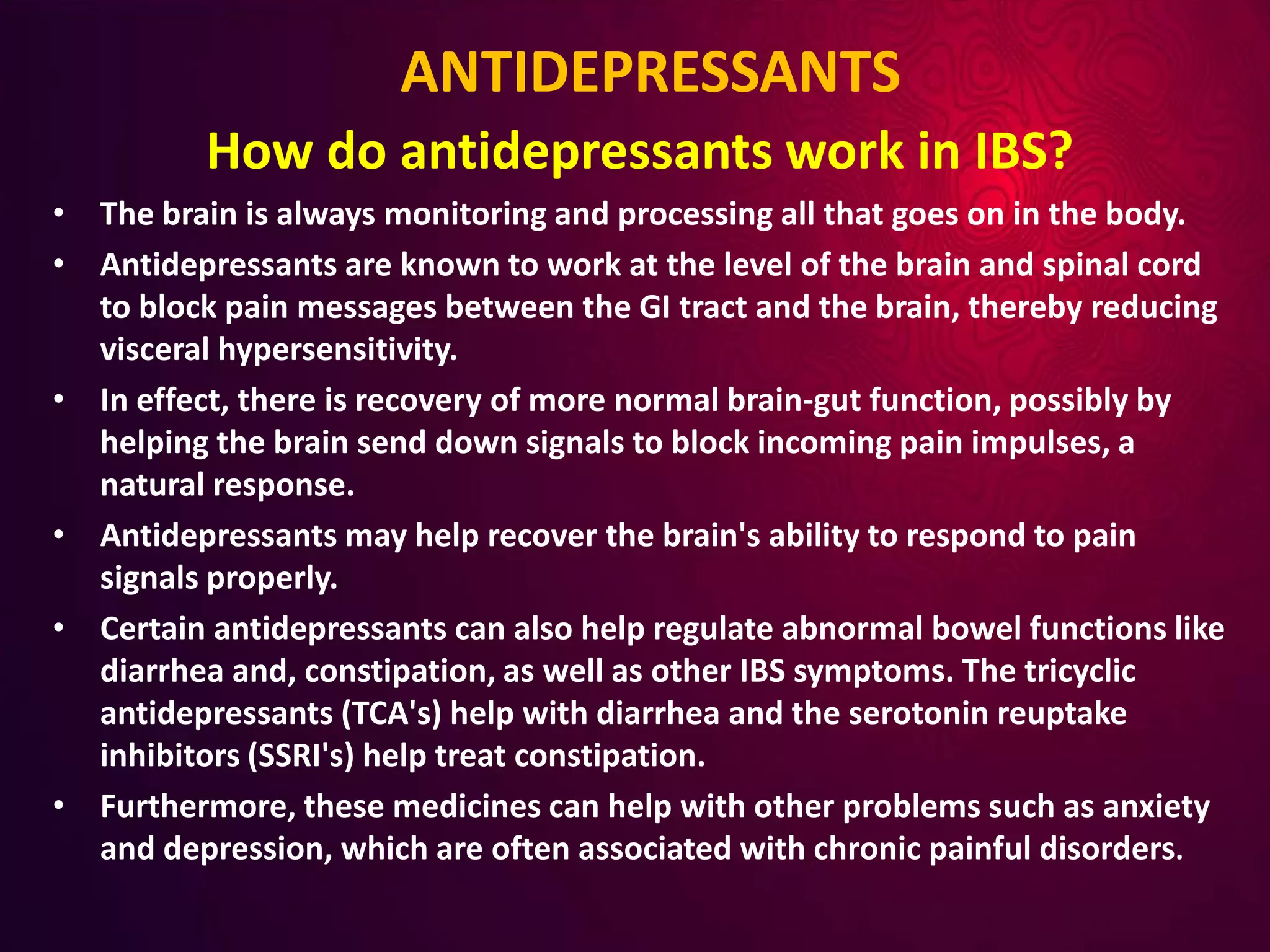 Drugs used in the treatment of irritable bowel syndrome (IBS) | PDF