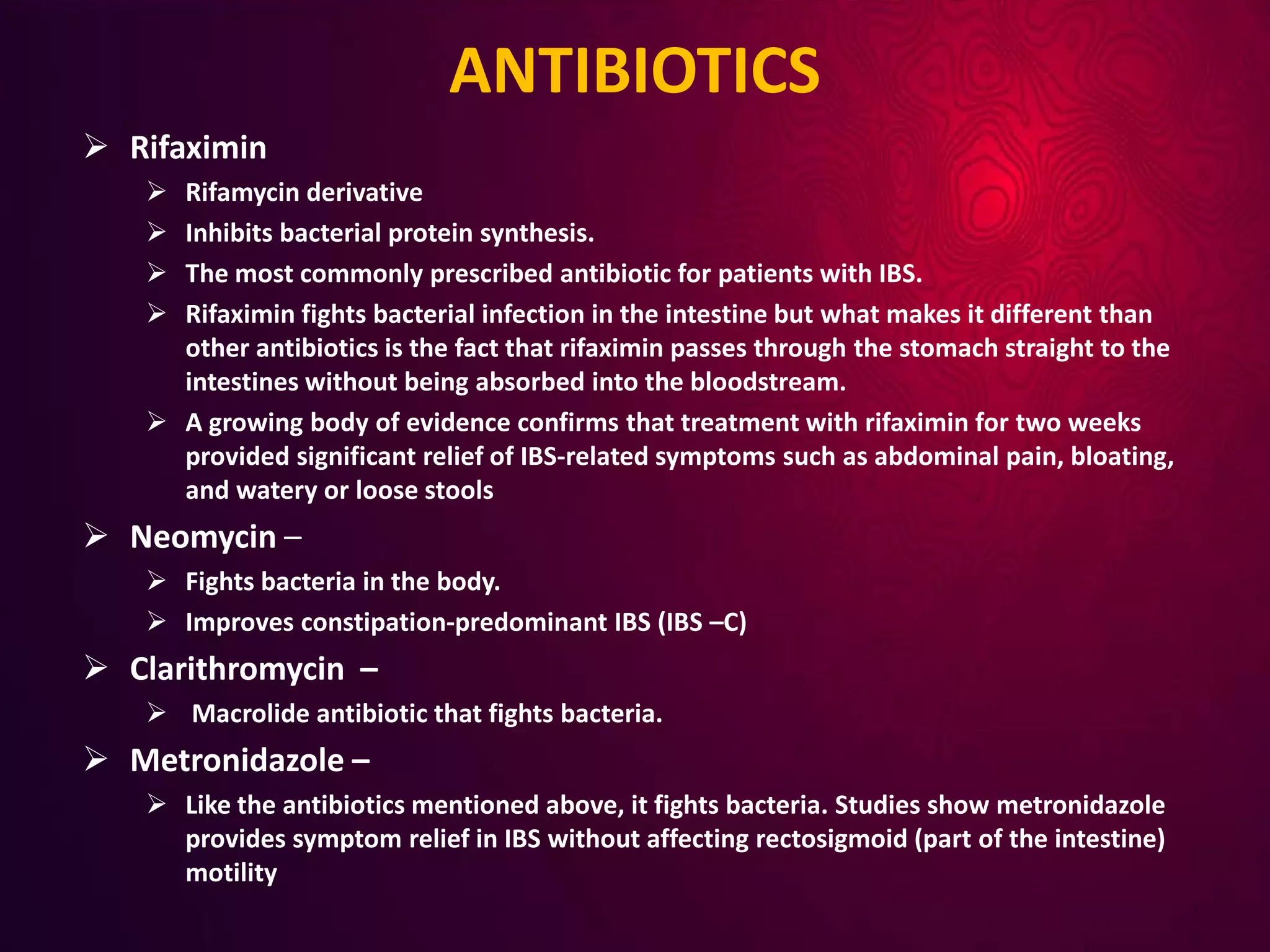 Drugs used in the treatment of irritable bowel syndrome (IBS) | PDF