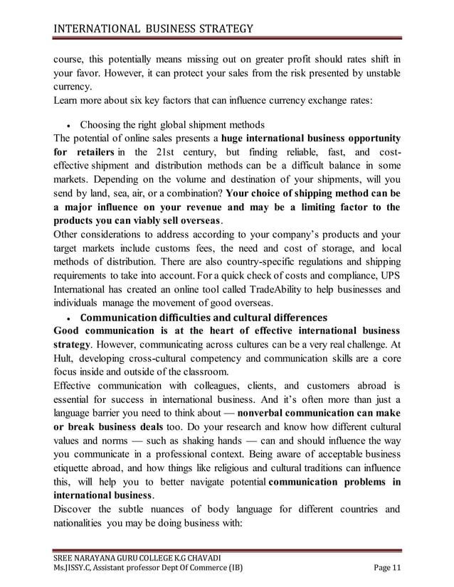 International Business Strategy Material as per Bharathiar University Syllabus base | DOCX ...