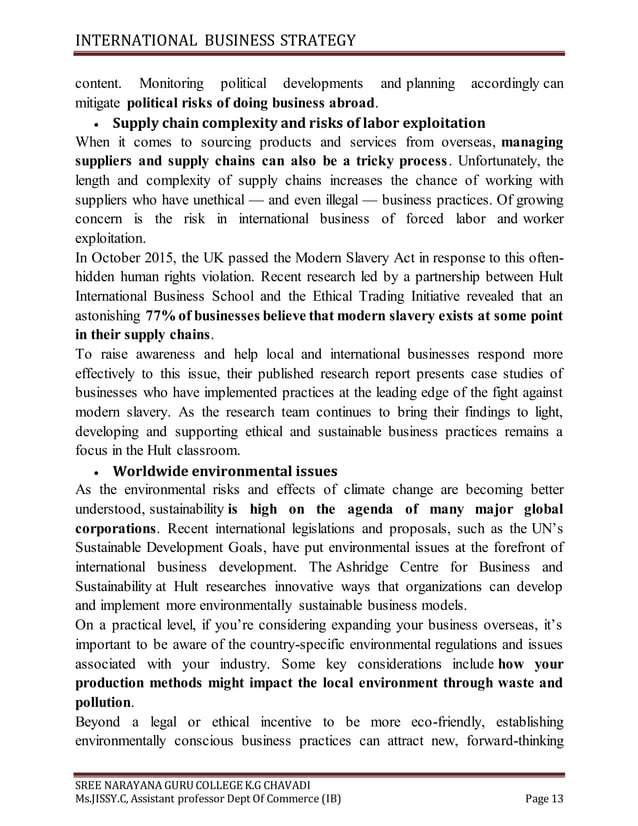 International Business Strategy Material as per Bharathiar University Syllabus base | DOCX ...