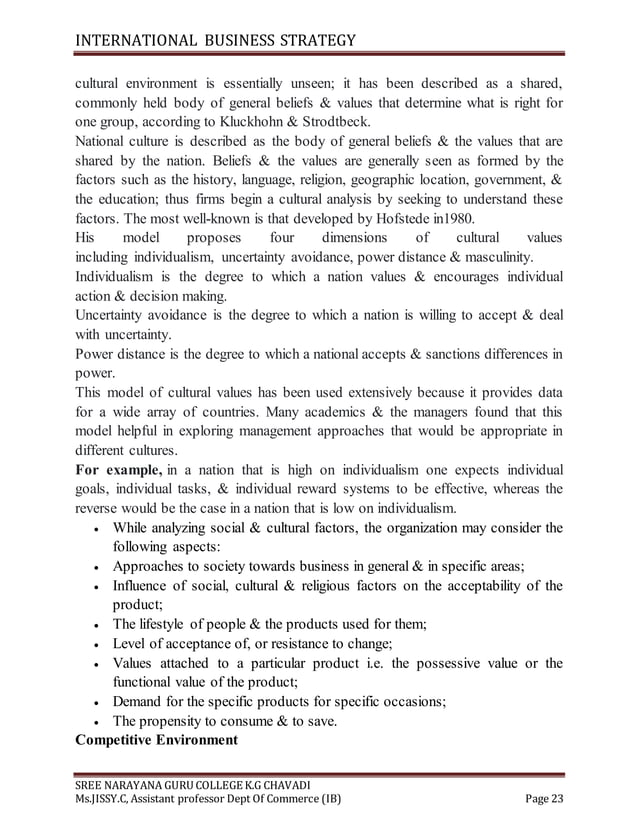 International Business Strategy Material as per Bharathiar University Syllabus base | DOCX ...