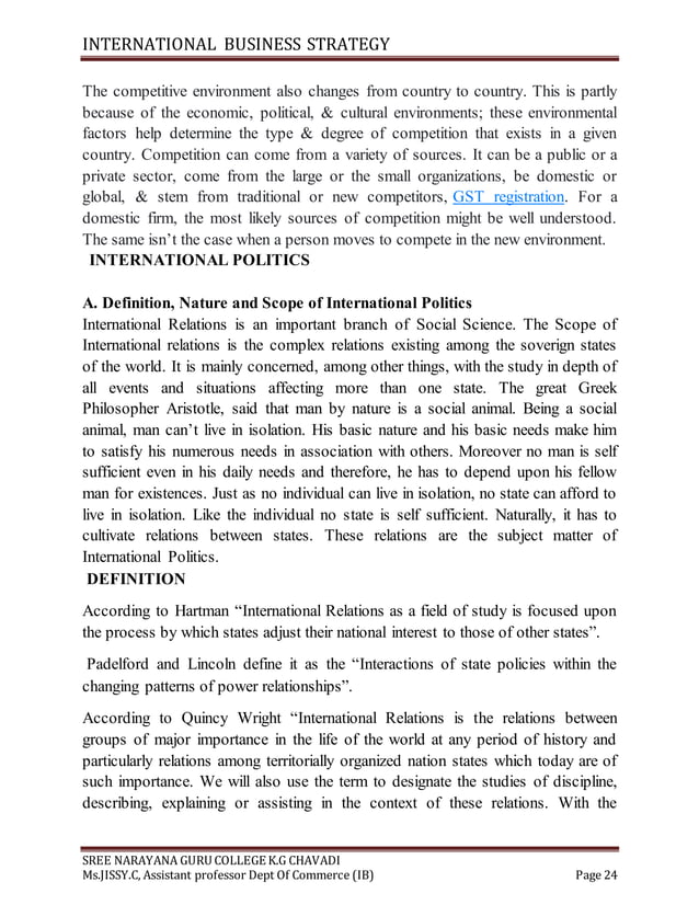 International Business Strategy Material as per Bharathiar University Syllabus base | DOCX ...