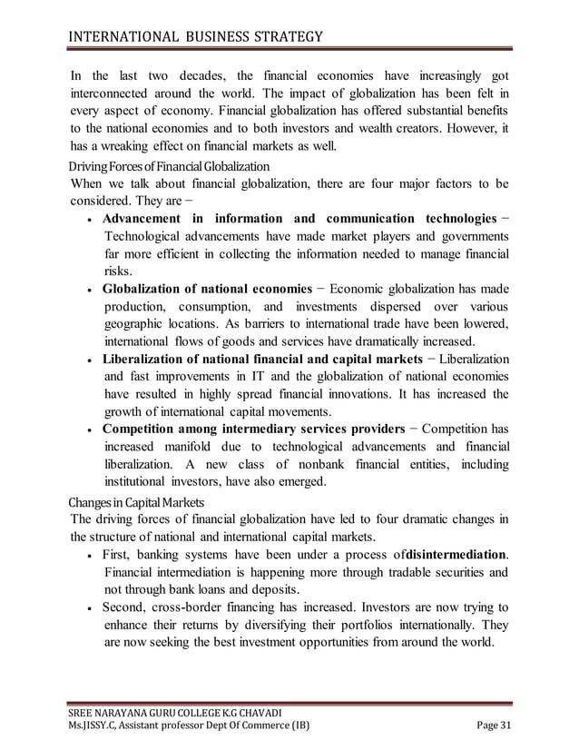 International Business Strategy Material as per Bharathiar University Syllabus base | DOCX ...