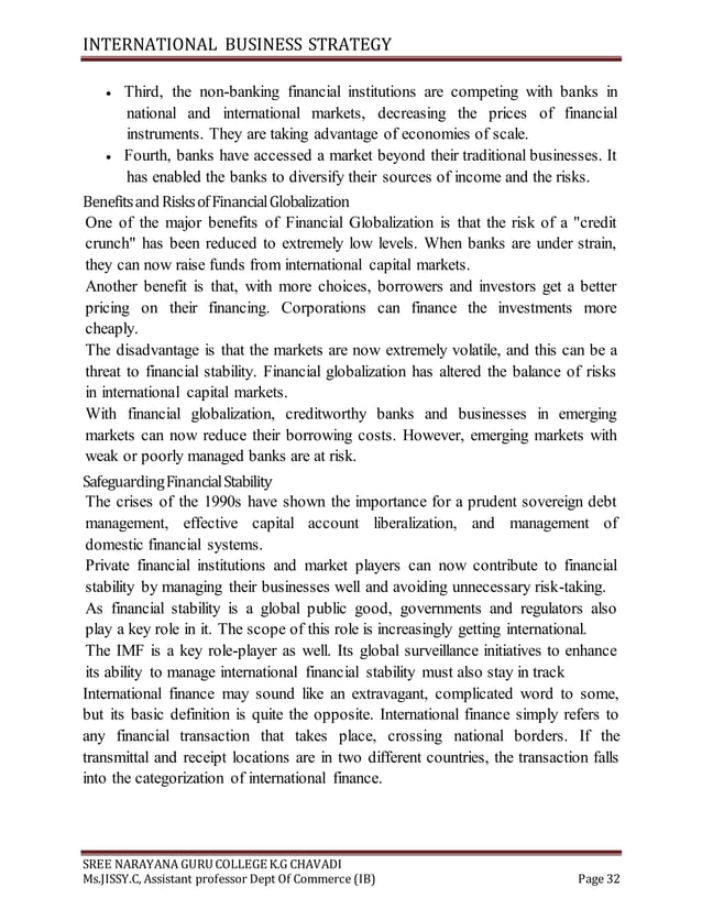 International Business Strategy Material as per Bharathiar University Syllabus base | DOCX ...