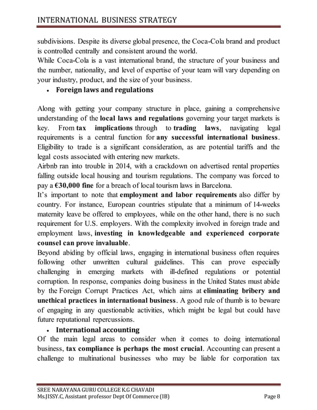 International Business Strategy Material as per Bharathiar University Syllabus base | DOCX ...