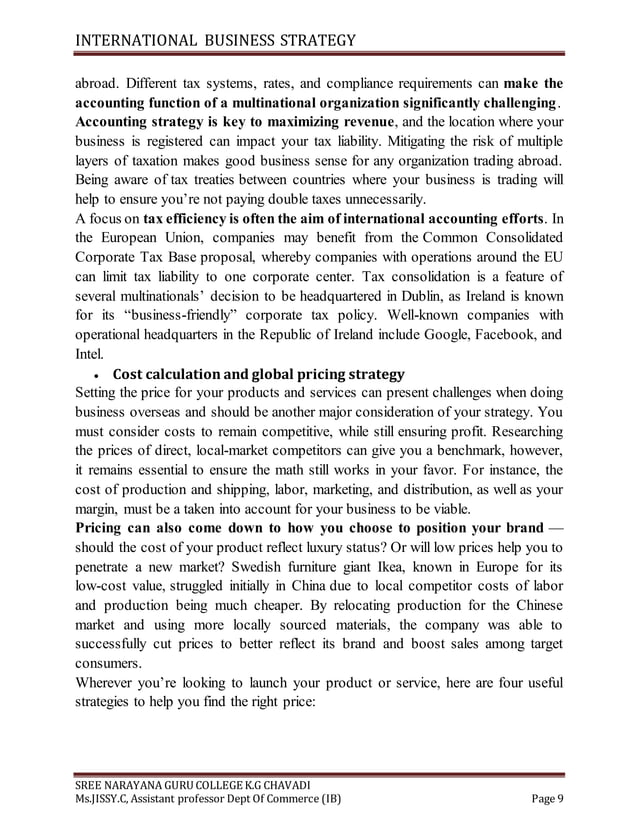 International Business Strategy Material as per Bharathiar University Syllabus base | DOCX ...