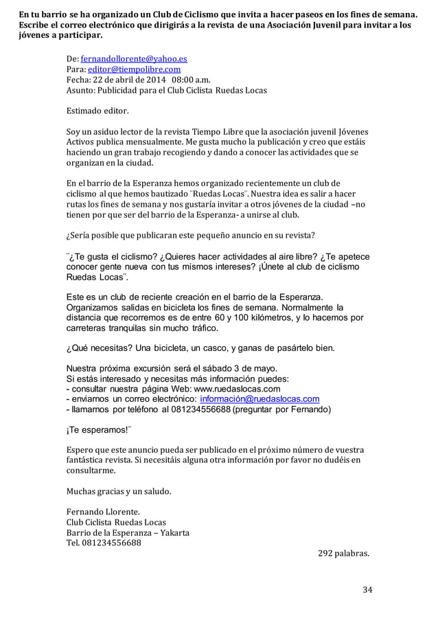 IB Spanish B SL - Ejemplos Prueba 2