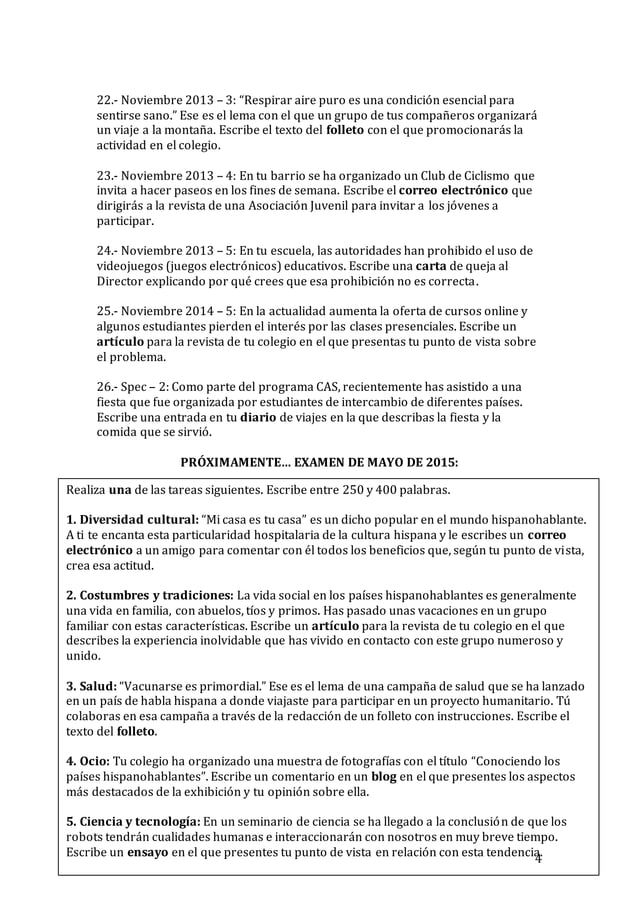 IB Spanish B SL - Ejemplos Prueba 2