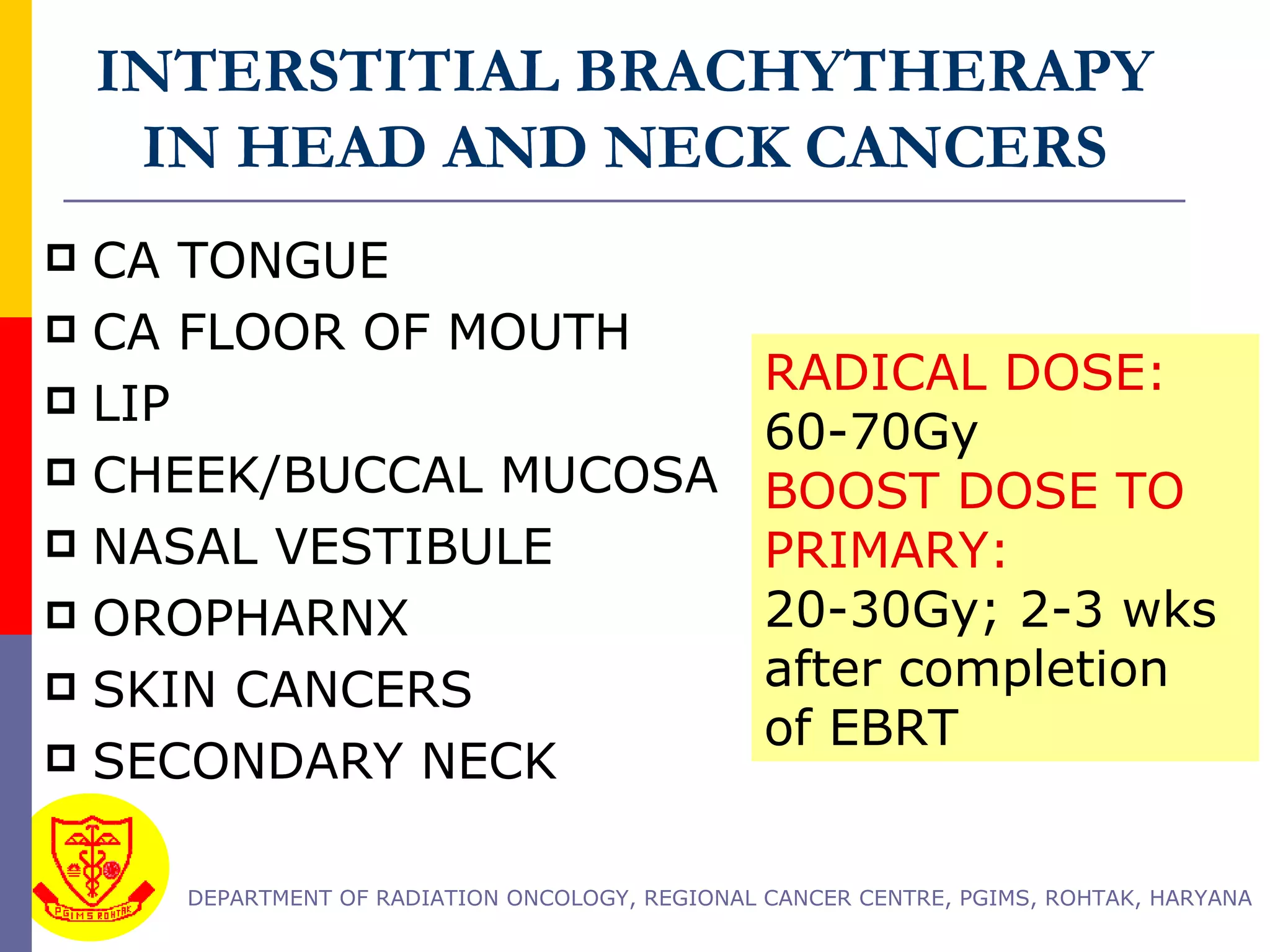 physics and clinical aspects of interstitial brachytherapy | PPT