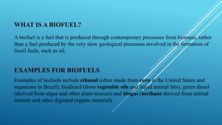 Introduction to Biofuels and basic concepts of Fuel cell | PPT