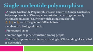 Single Nucleotide Polymorphism (SNP) | PPTX