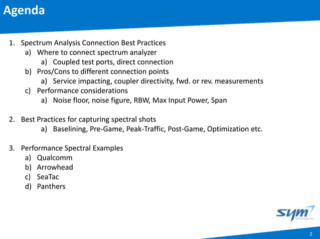 SYM Technology RF Spectrum Performance Analysis | PPTX | Computer Networking | Computing